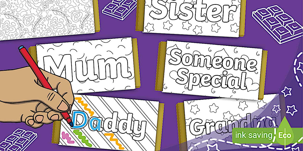 Chocolate Bar Wrappers Colouring Sheets (teacher made)
