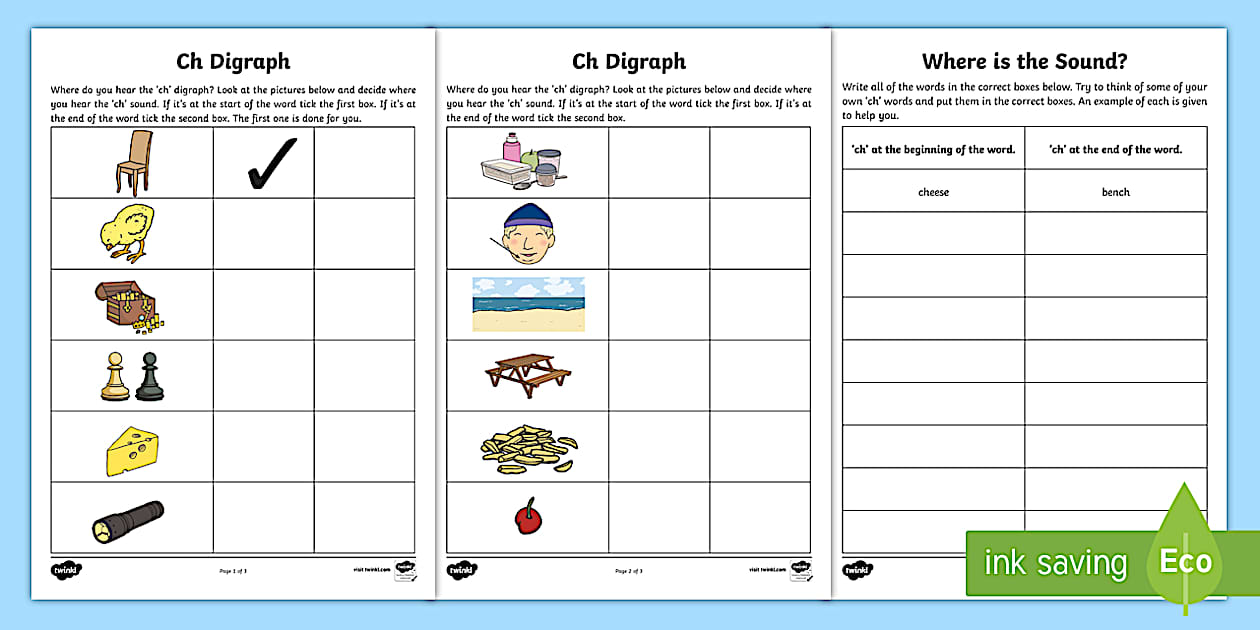 Identify the 'ch' Sound Worksheet / Worksheet (teacher made)