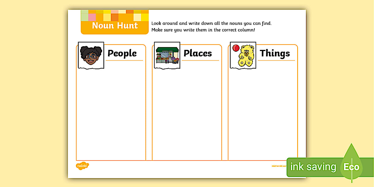 Noun Hunt Worksheets | School Project on Nouns - Twinkl