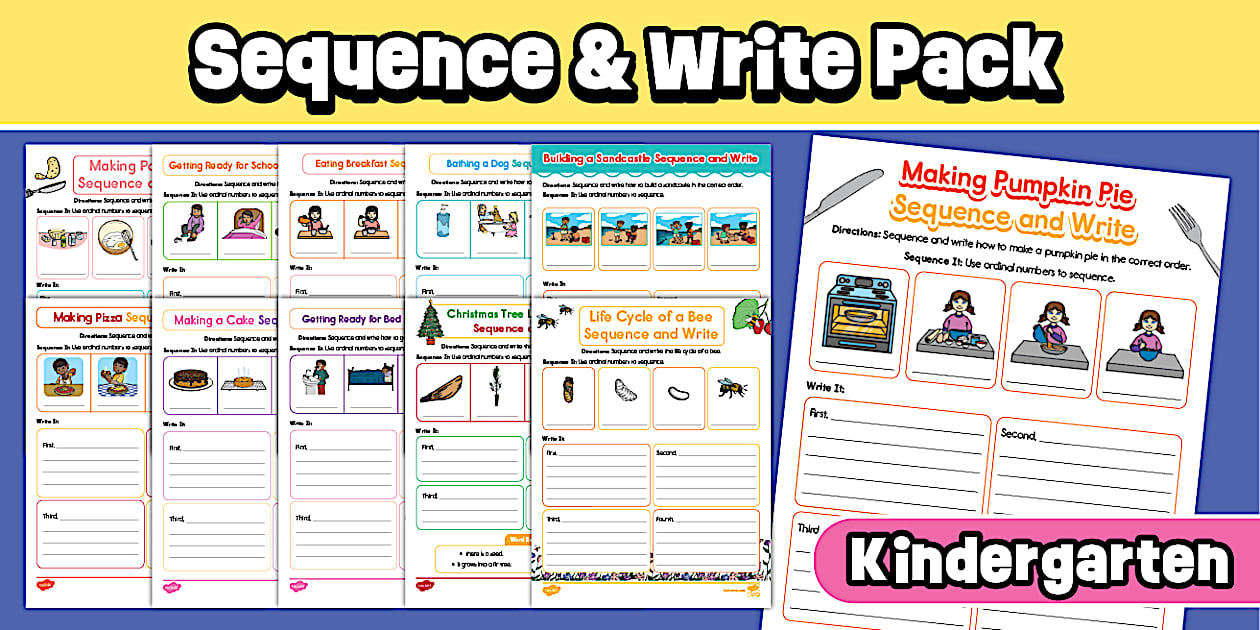 Kindergarten Sequence and Write Worksheets Pack