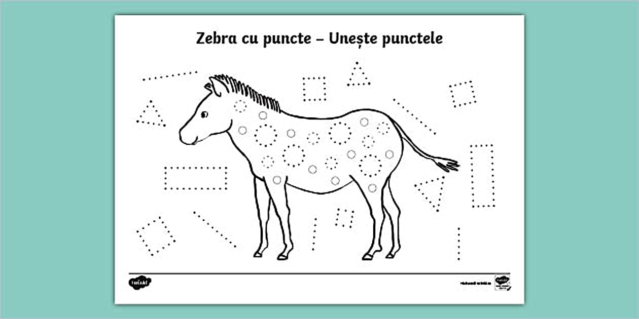 Zebra cu puncte Unește punctele Desen de colorat AVAP