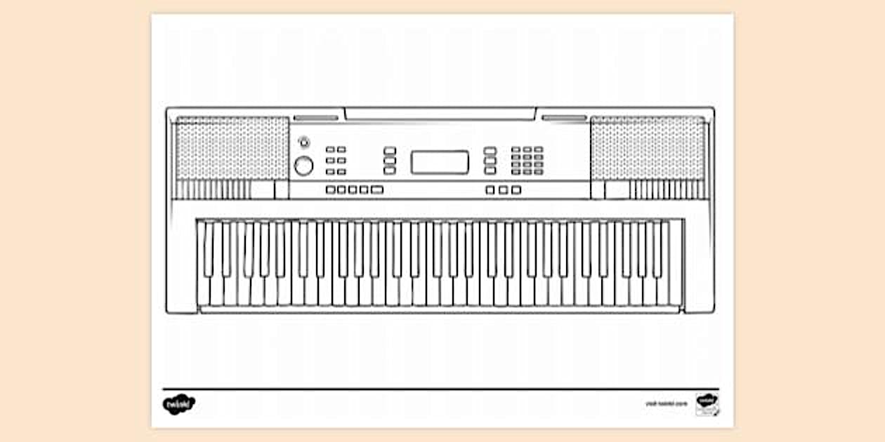 Music Keyboard Colouring Sheet | Colouring Sheets | Twinkl