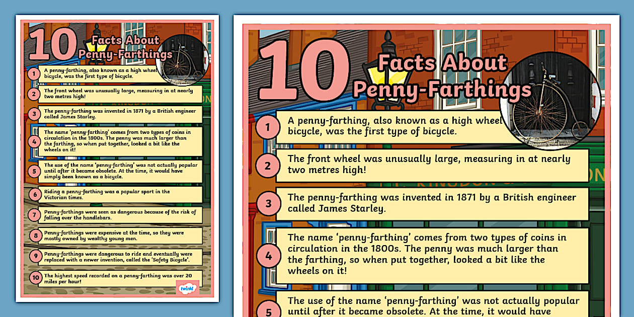 * NEW * 10 Facts About Penny-Farthings Display Poster