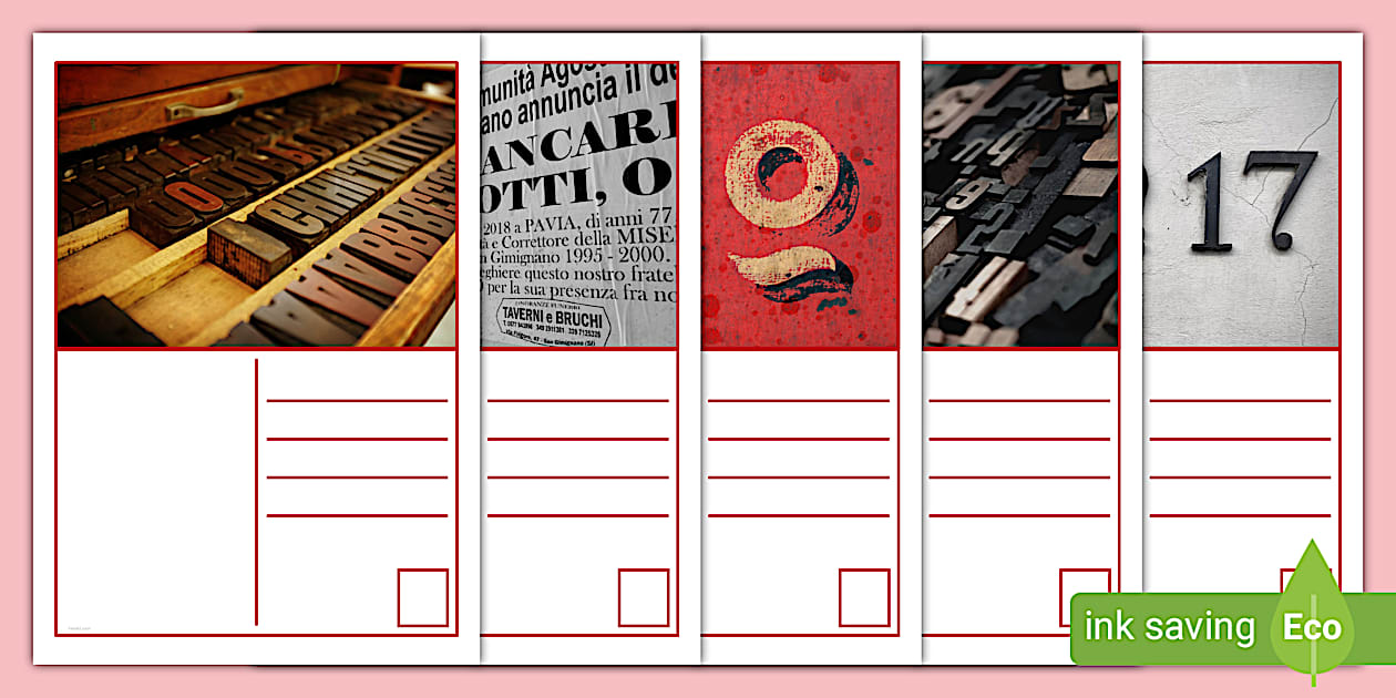 Vintage Fonts Themed Postcards (teacher made) - Twinkl