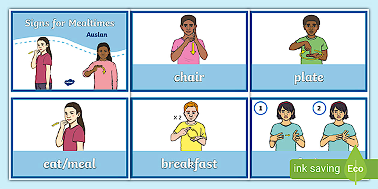 Auslan Meal Time Cards - Teaching Resources - Twinkl