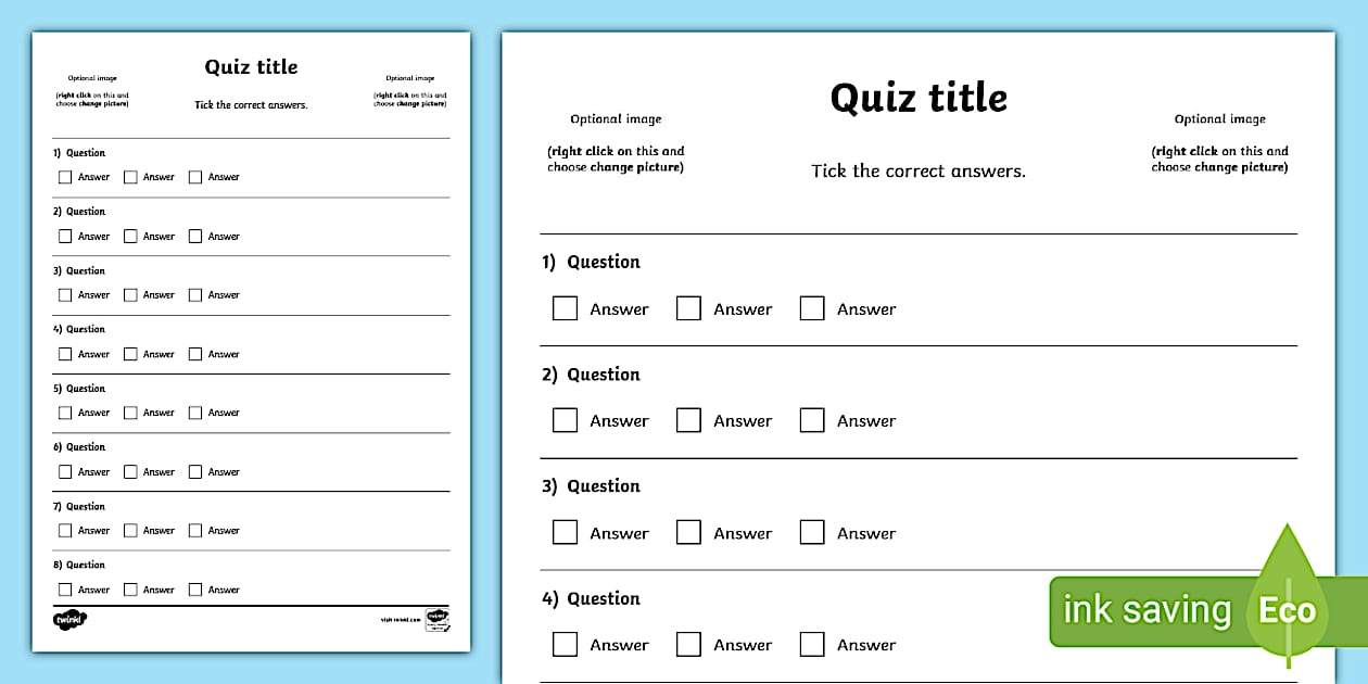 Editable Quiz Template | Easy Online Quiz Maker | Twinkl
