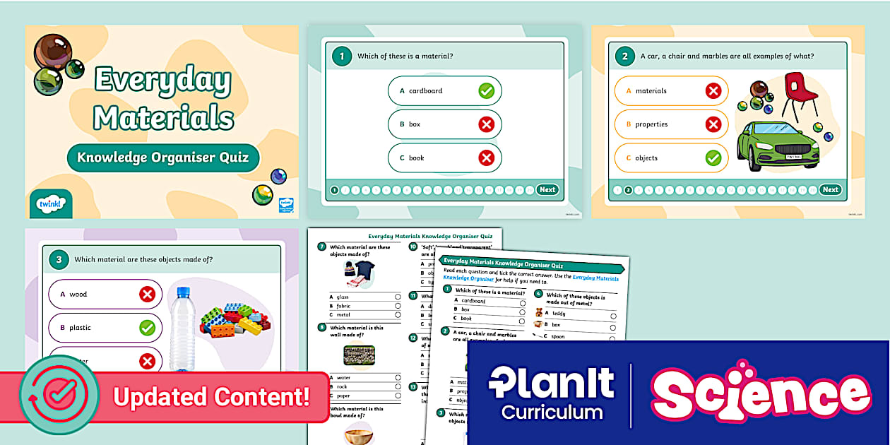 Retrieval Practice: Science: Everyday Materials: Year 1: Knowledge ...