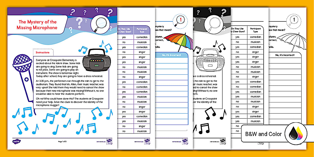 Second Grade The Mystery of the Missing Microphone Math Project