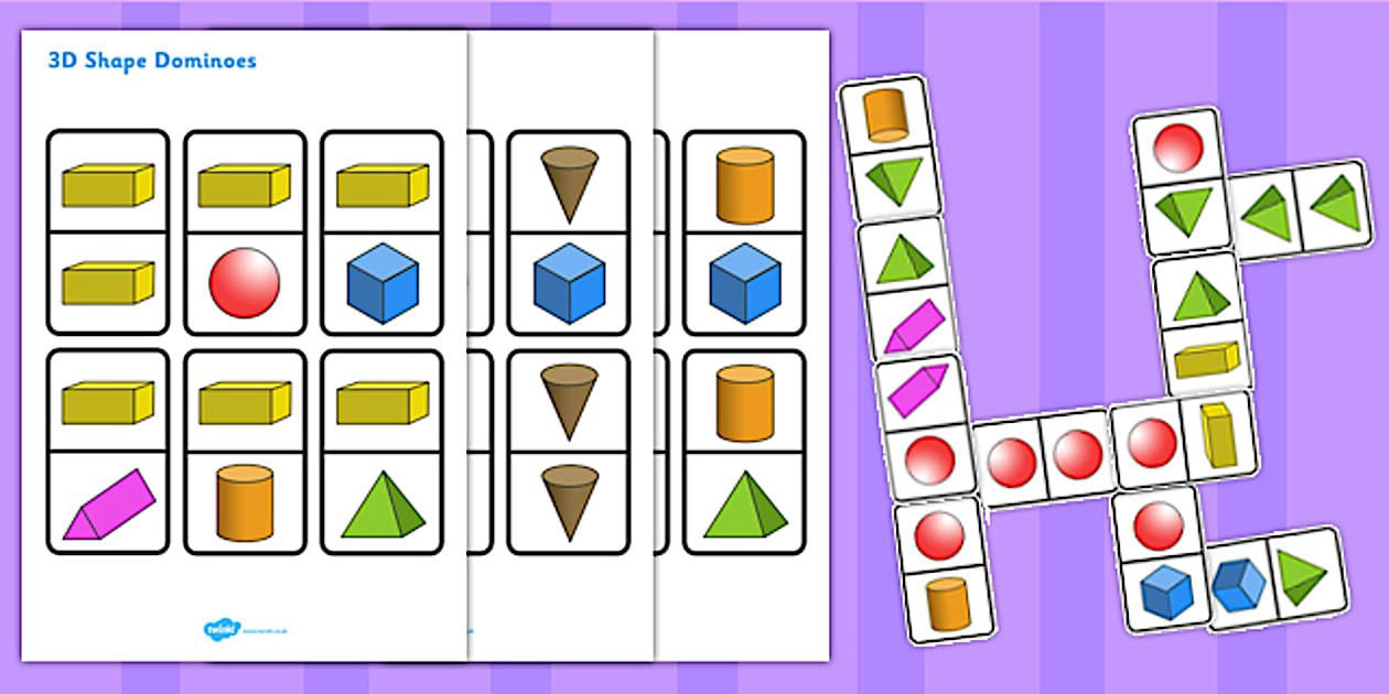 3D Shape Dominoes (teacher made) - Twinkl