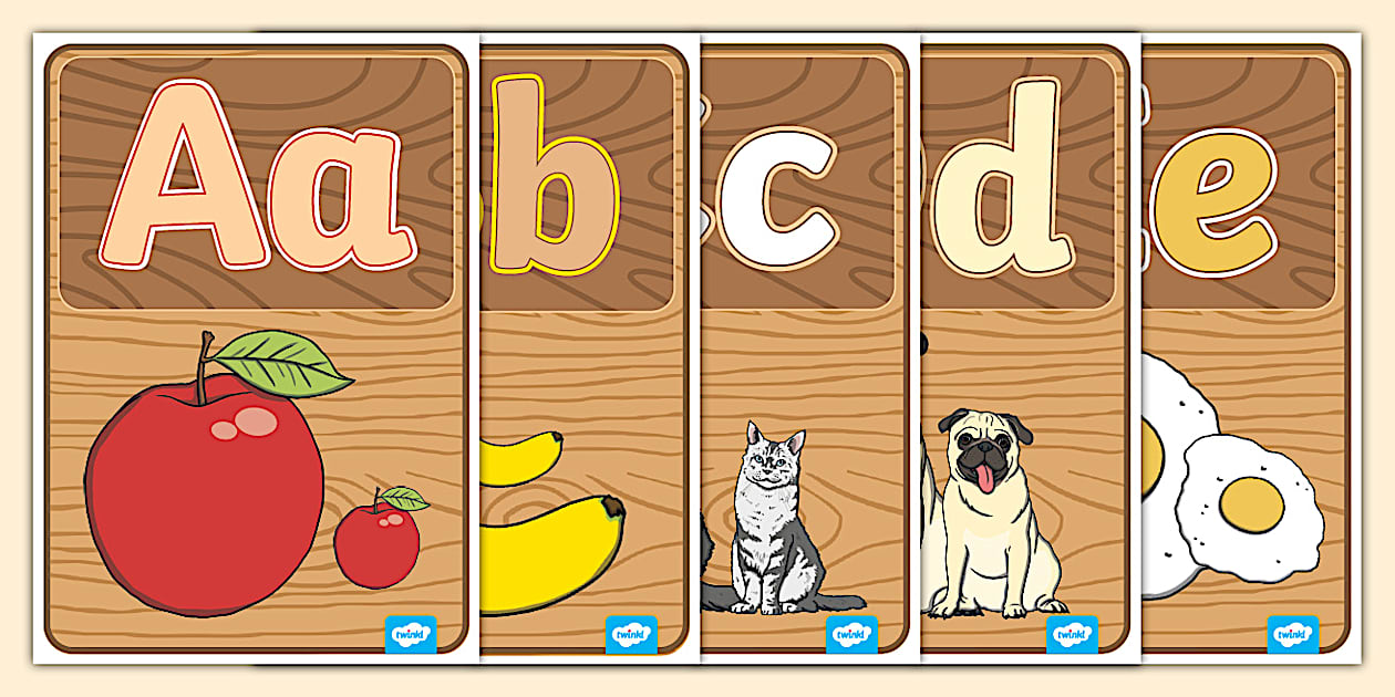 Wooden Alphabet Display Posters (teacher made) - Twinkl