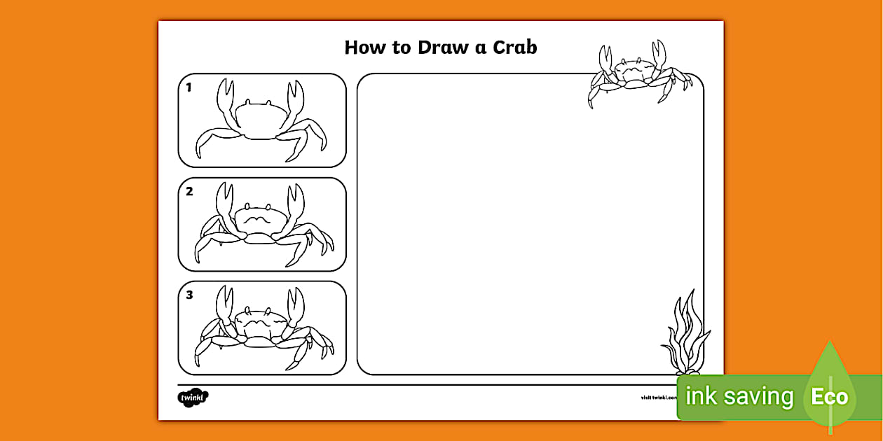 How to Draw a Crab Worksheet | Drawing and Art | Twinkl KS1