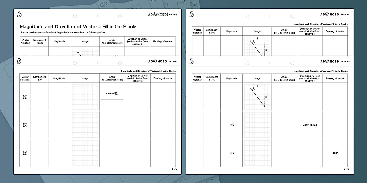 👉 Finding Magnitude and Direction of Vectors Fill In | Maths
