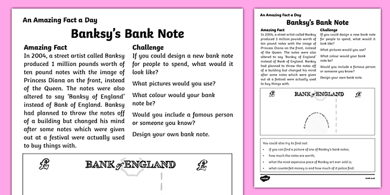 Editable Banksy's Bank Note Worksheet (teacher made)
