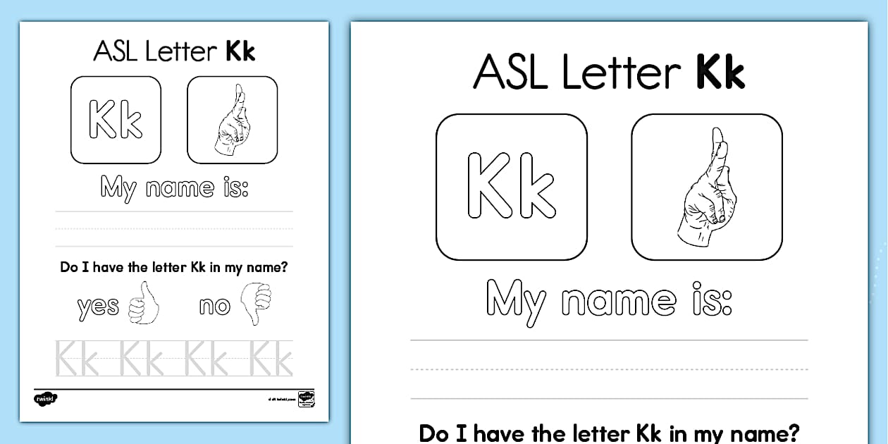 ASL Letter Kk Worksheet (teacher made) - Twinkl