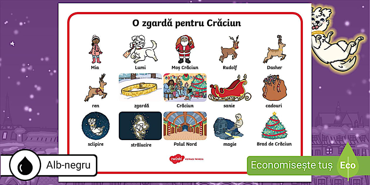 O zgardă pentru Crăciun – Planșă cu vocabular - Twinkl