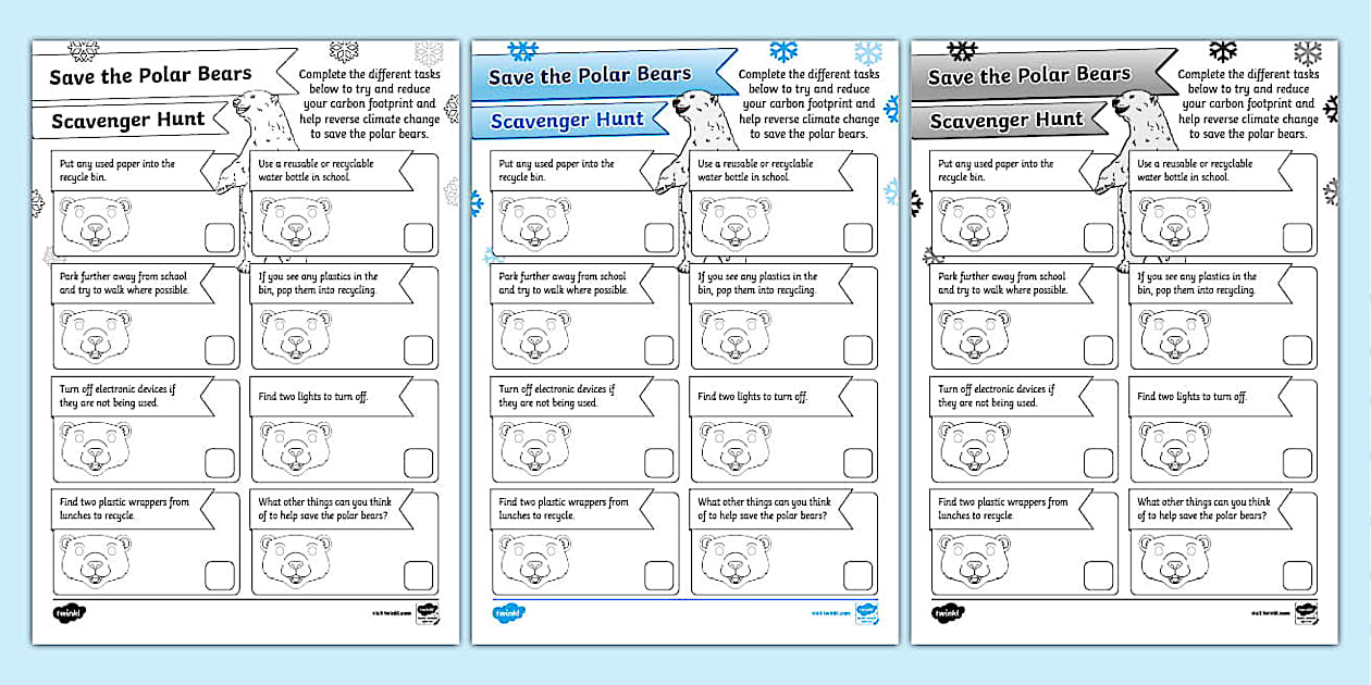 Save the Polar Bears Scavenger Hunt (Teacher-Made) - Twinkl