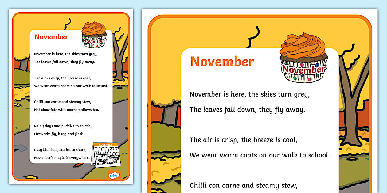 November Poem Example Poster (Teacher-Made) - Twinkl