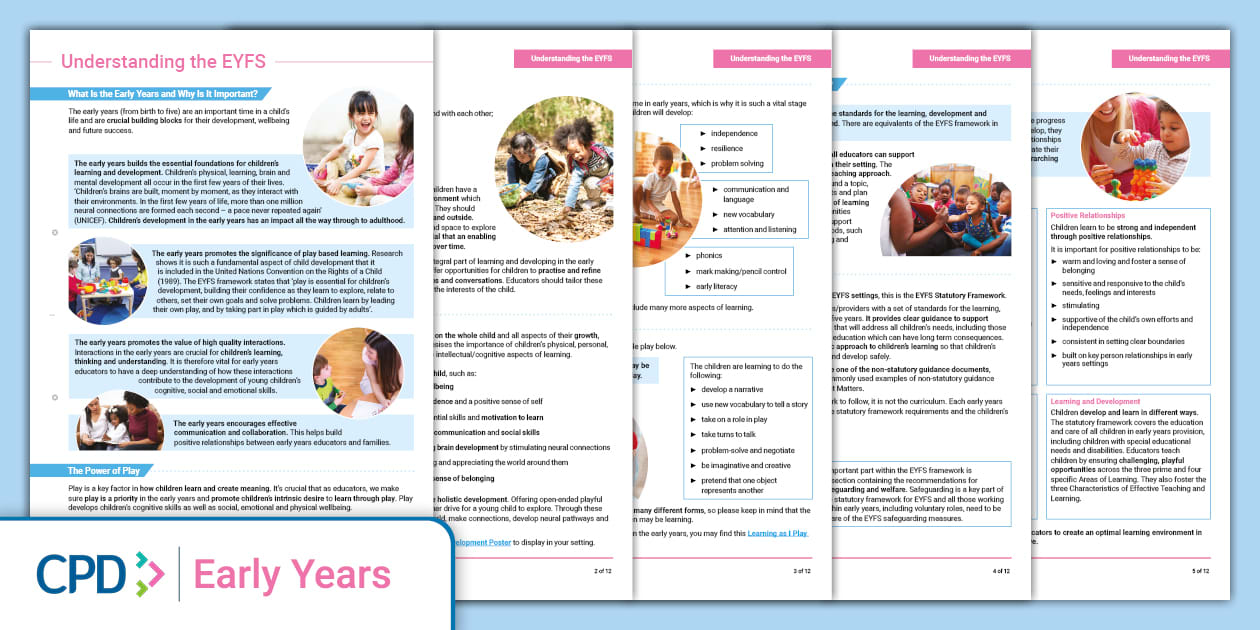 Understanding the EYFS (Handout) | Early Years CPD - Twinkl