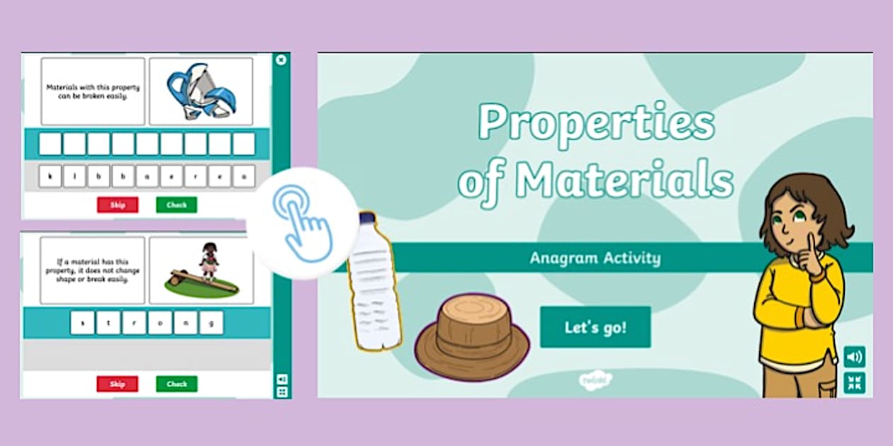 Year 2 Properties of Materials Anagram Activity Game