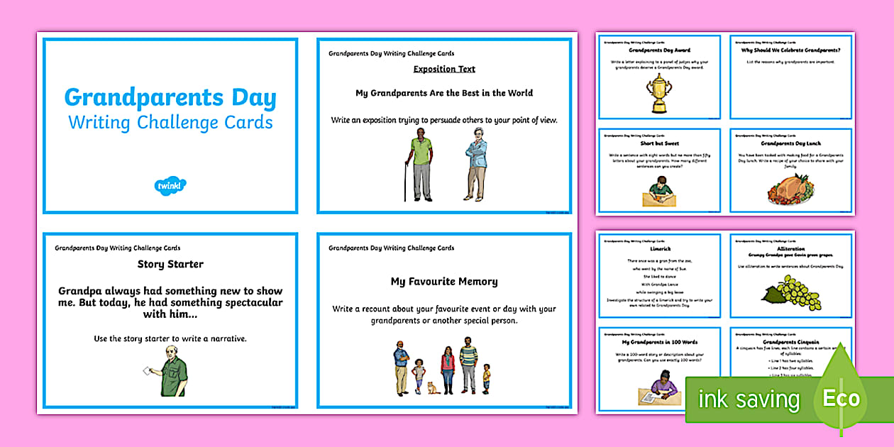 3-6 Grandparents Day Writing Challenge Cards (teacher made)