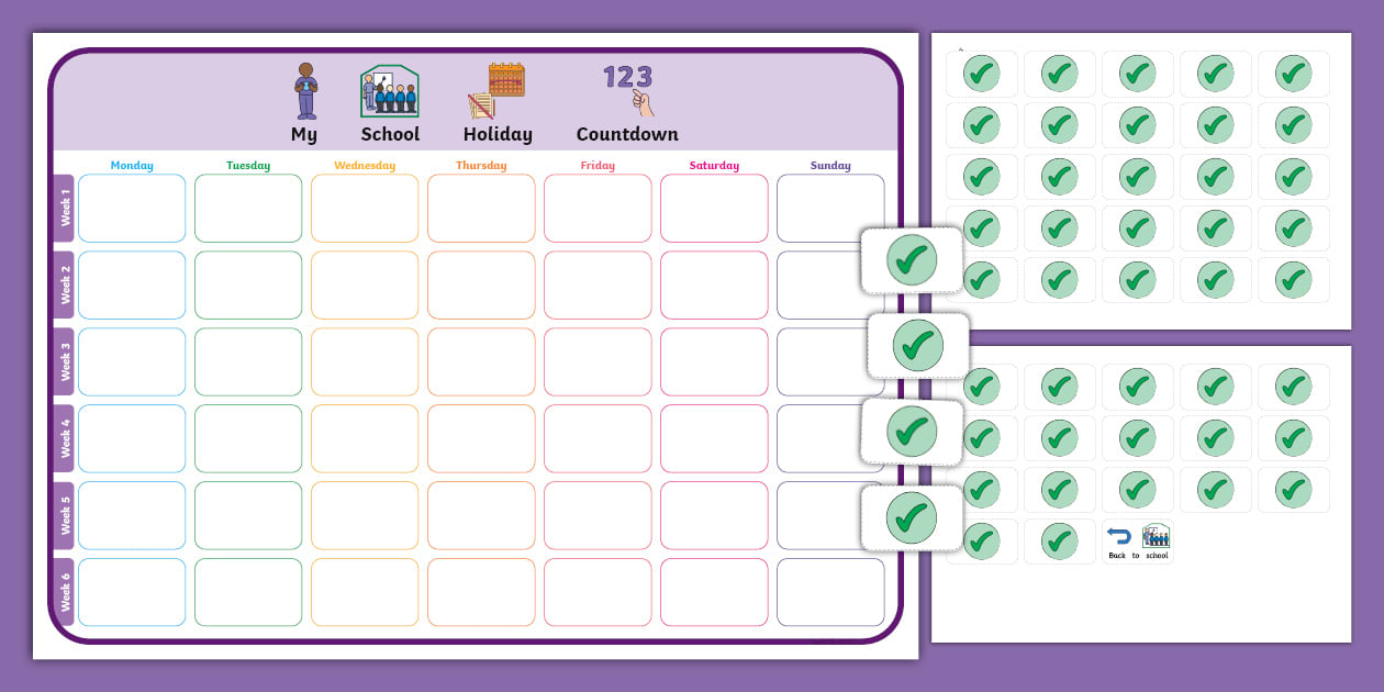 Twinkl Symbols: My School Holiday Countdown - Twinkl