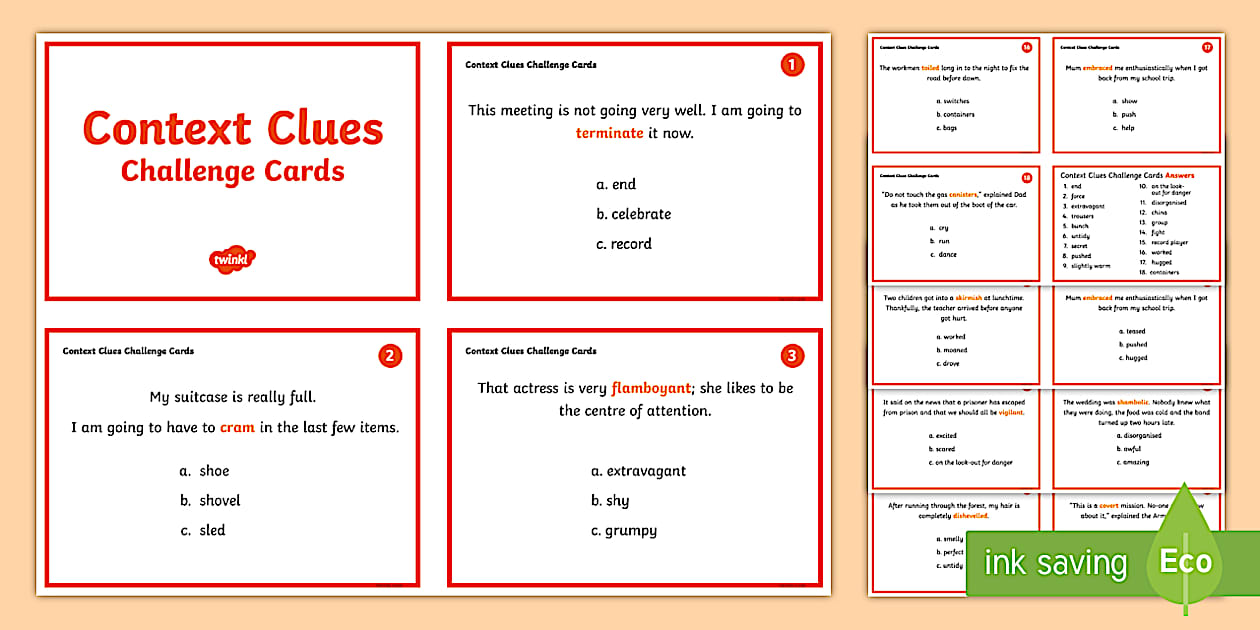 Editable LKS2 Context Clues Task Cards (teacher made)