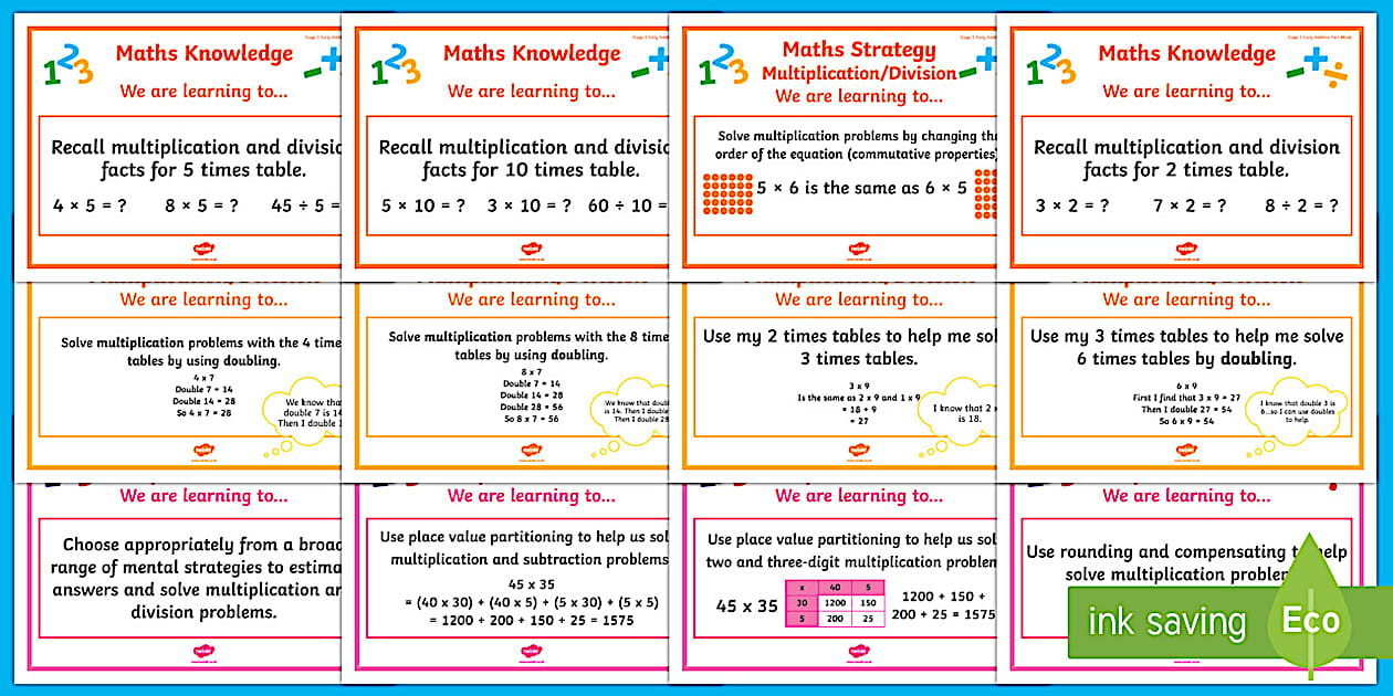 Multiplication and Division WALT Cards Stages 5 - 7 Display Pack-Australia