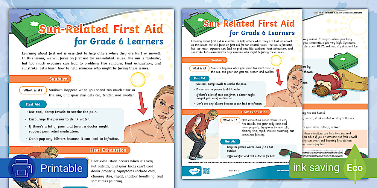 Sun-Related First Aid for Grade 6 Learners (teacher made)