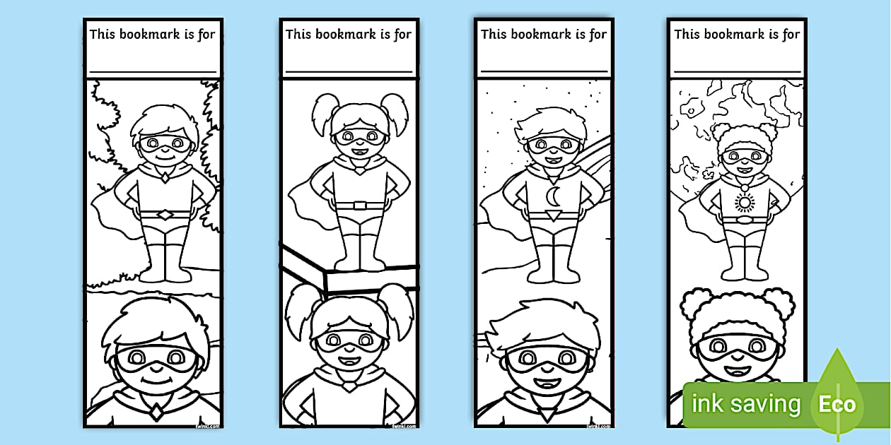 Superhero Themed Bookmarks to Colour | Twinkl Bookmarks