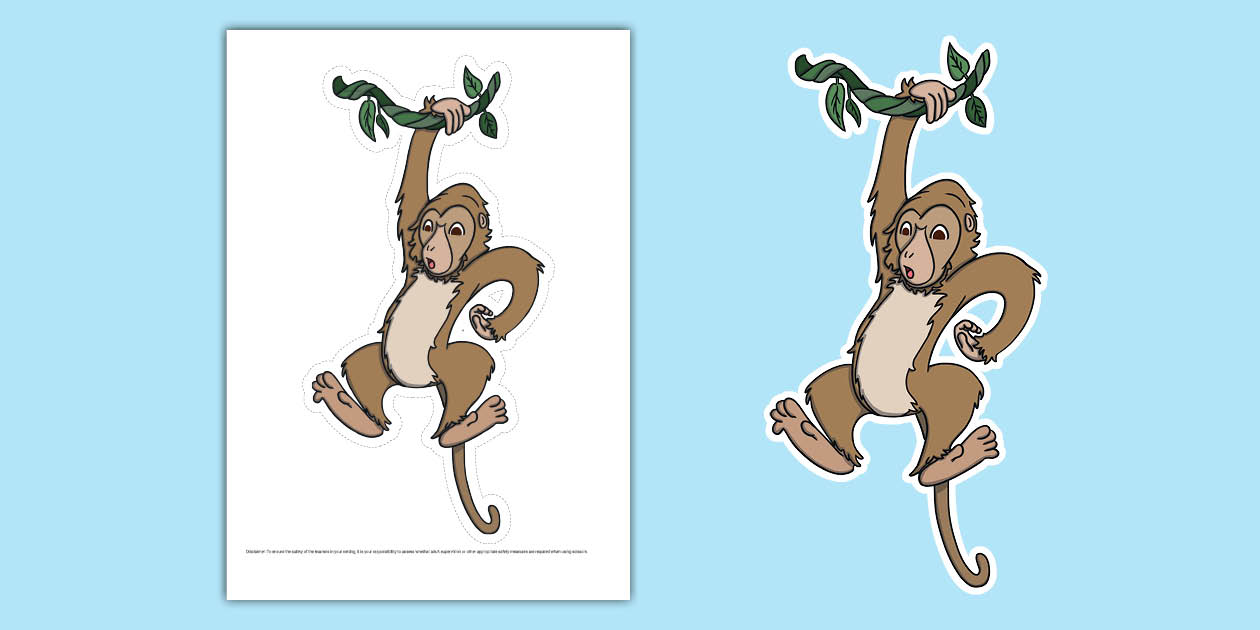 Hanging Monkey Large Display Cut-Out (teacher made) - Twinkl