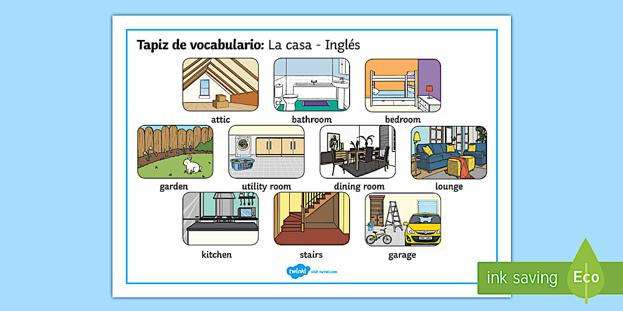 A1 Tapiz de vocabulario: La casa en inglés (teacher made)