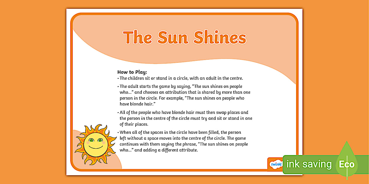 The Sun Shines Circle Time Activity Card - Twinkl