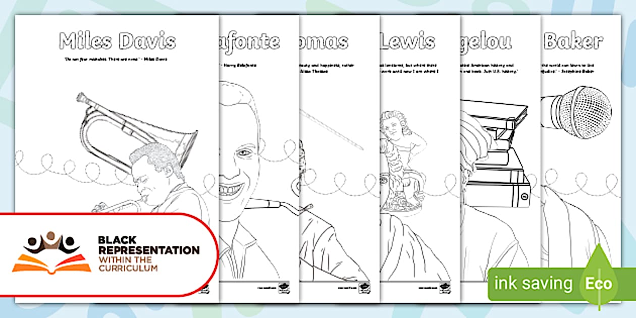 USA Black History Month 2024: KS2 Colourings Sheets - Twinkl