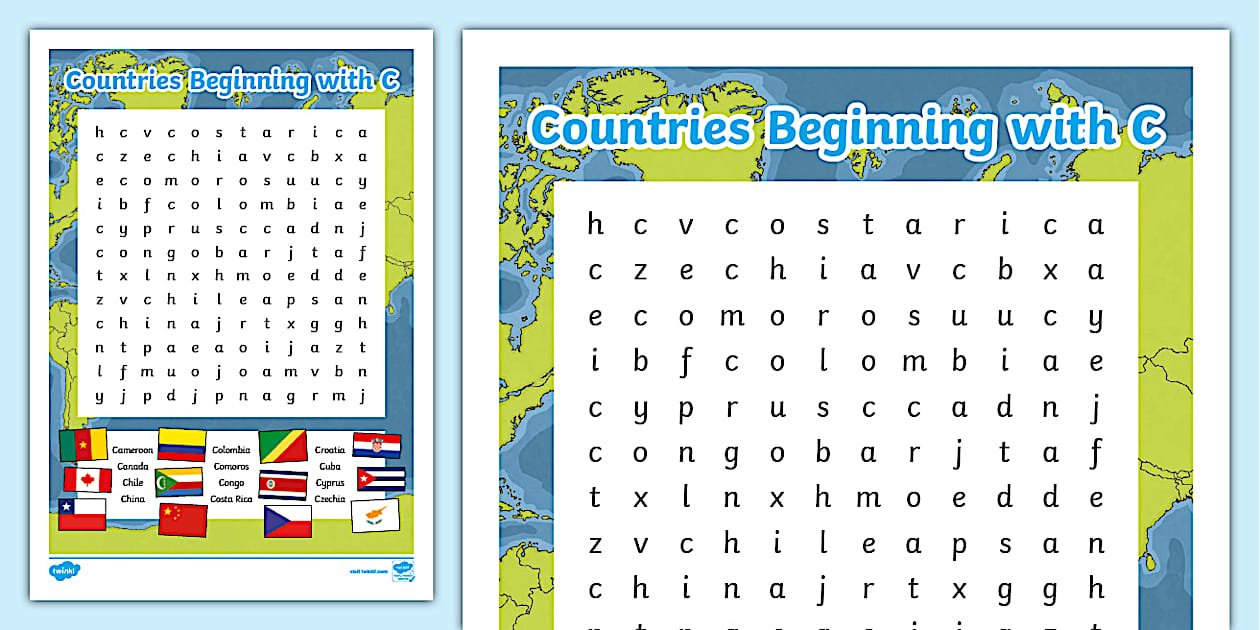 Countries Beginning with the Letter 'C' Word Search - Twinkl