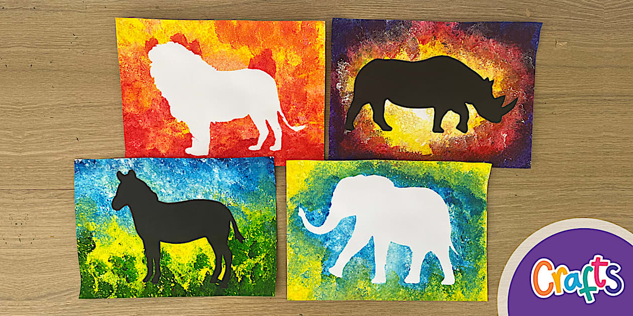 African Safari Silhouette Painting (Teacher-Made) - Twinkl