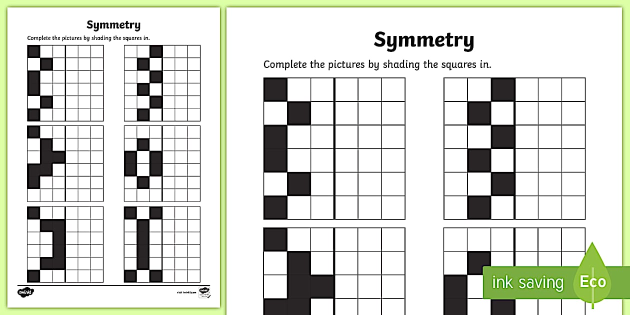 Symmetry Colouring Activity Worksheet - Maths Resource - Twinkl