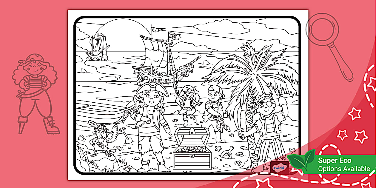 Busy Picture Pirate Colouring Page (teacher made) - Twinkl