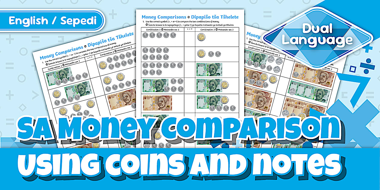 SA Money Comparison Using Coins and Notes Worksheets Sep/Eng