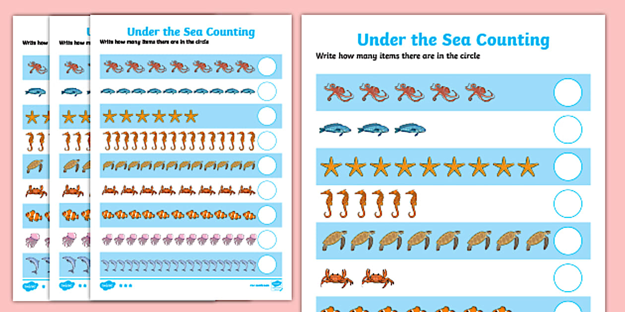Editable Under the Sea Counting Worksheet (professor feito)