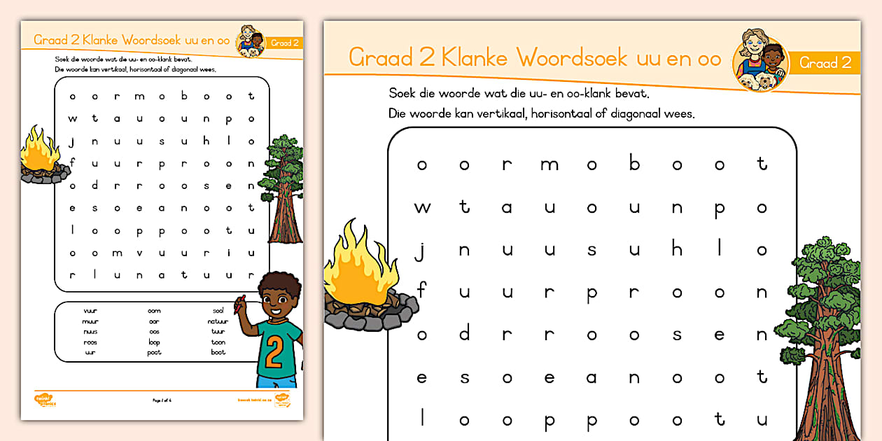Graad 2 Klanke Woordsoek oo en uu (teacher made) - Twinkl