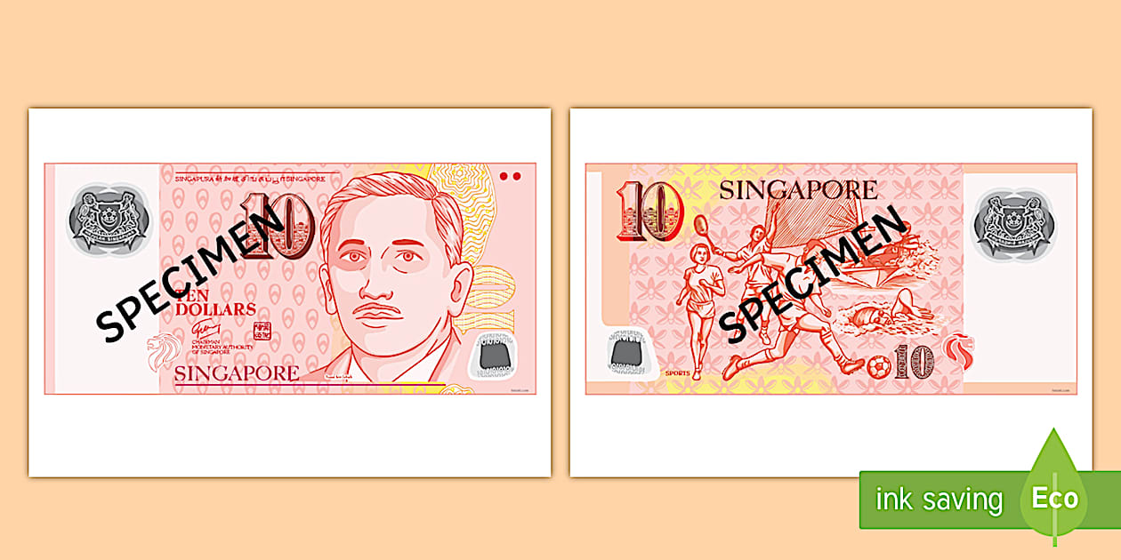 $10 Singapore Note Display Cut-Outs (teacher made) - Twinkl