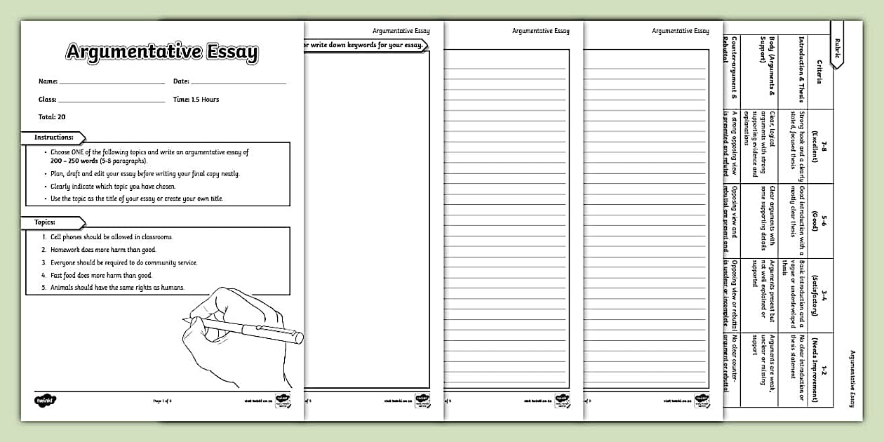 Argumentative Essay: Grade 8 English Home Language - Twinkl