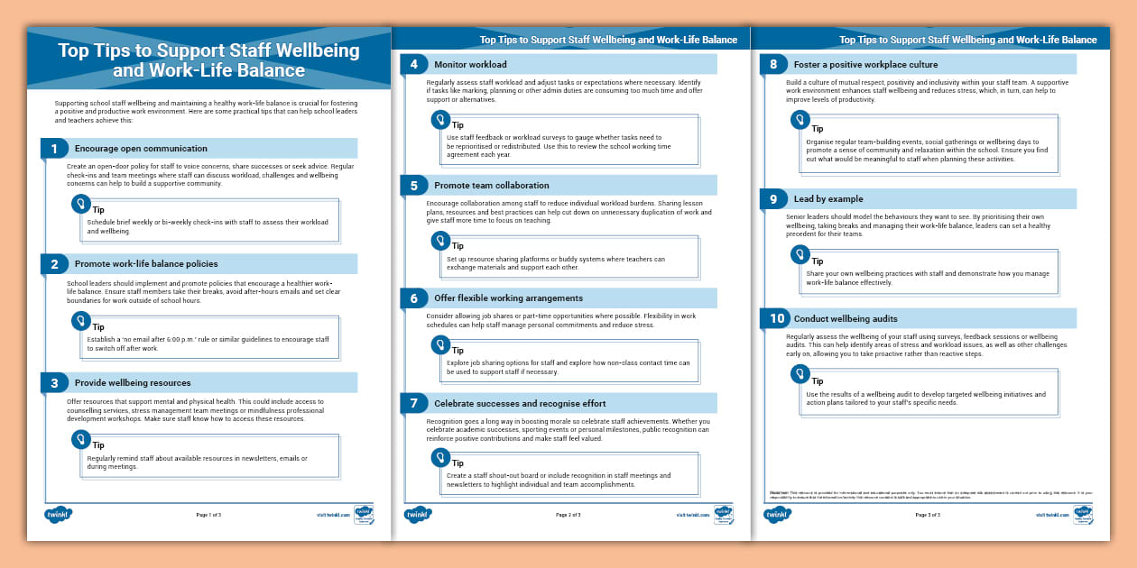 Top Tips to Support Staff Wellbeing and Work-Life Balance