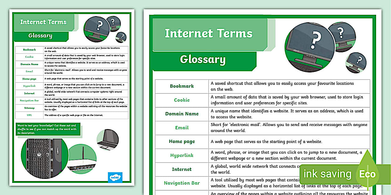 Glossary of Internet Terms For Navigation Online Texts