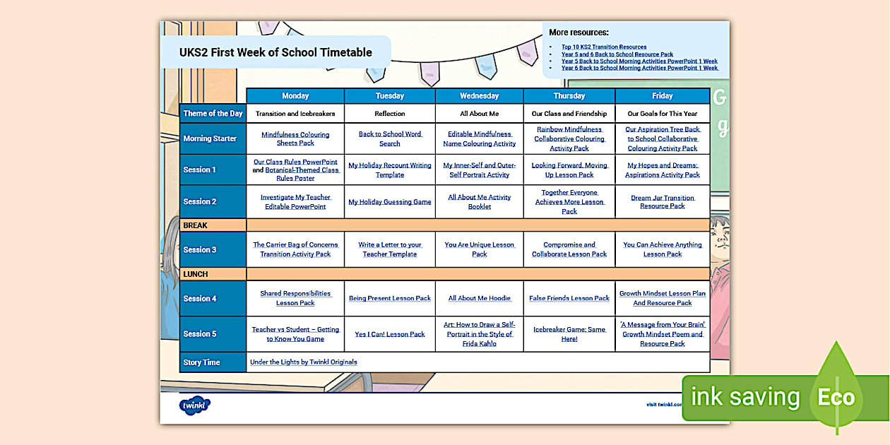 Back-to-School Planning KS2 | Activity Timetable - Twinkl