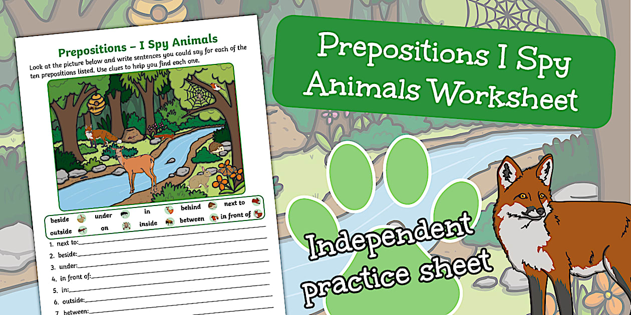 Prepositions I Spy Animals Worksheet