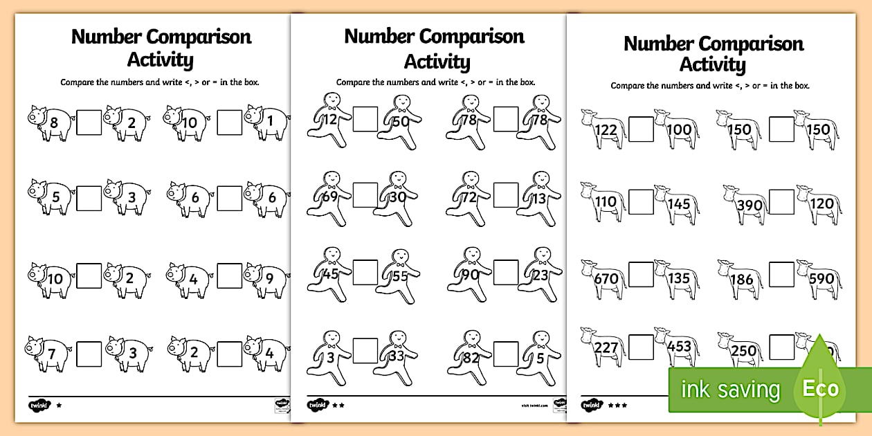 The Gingerbread Man Number Comparison Worksheet - Twinkl