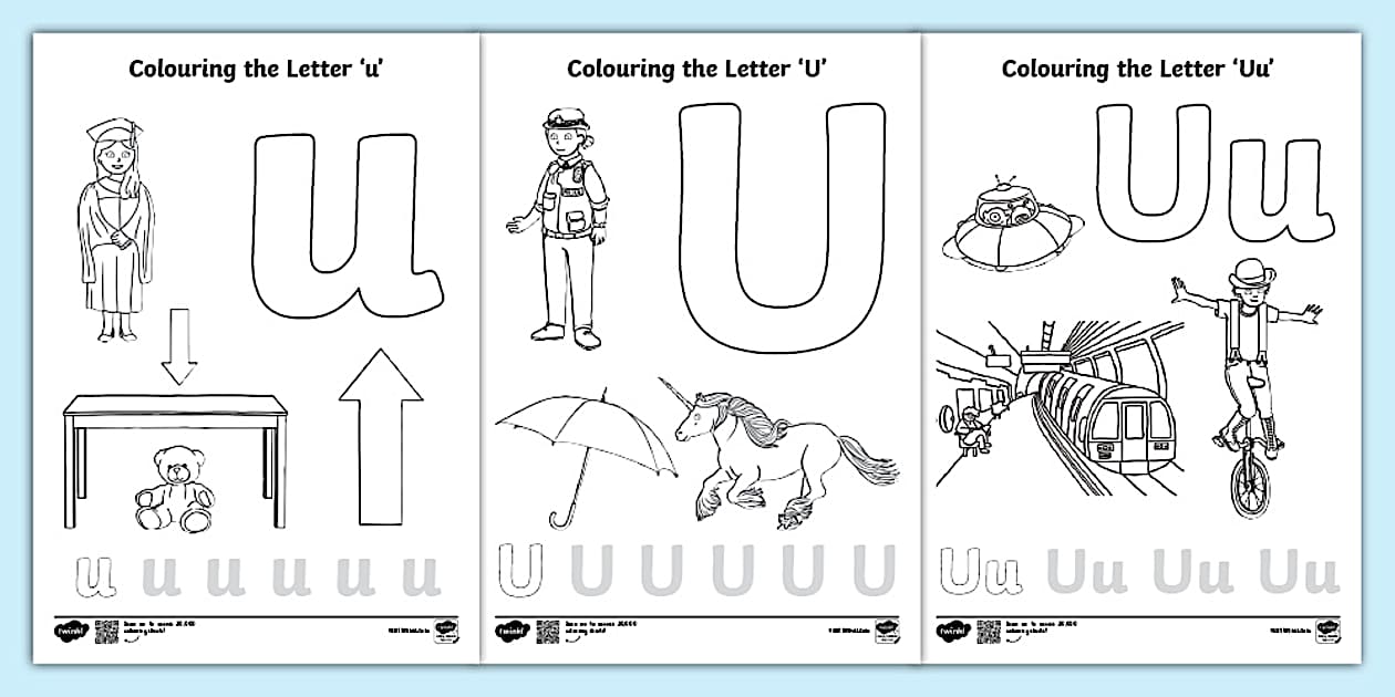 Letter U Coloring Pages (Teacher-Made) - Twinkl