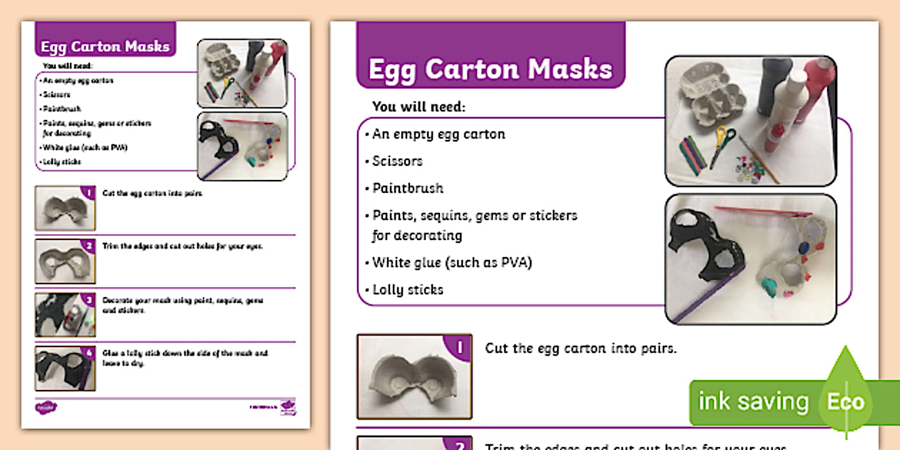 Egg Carton Masks - Home School Resources - EYFS - KS1