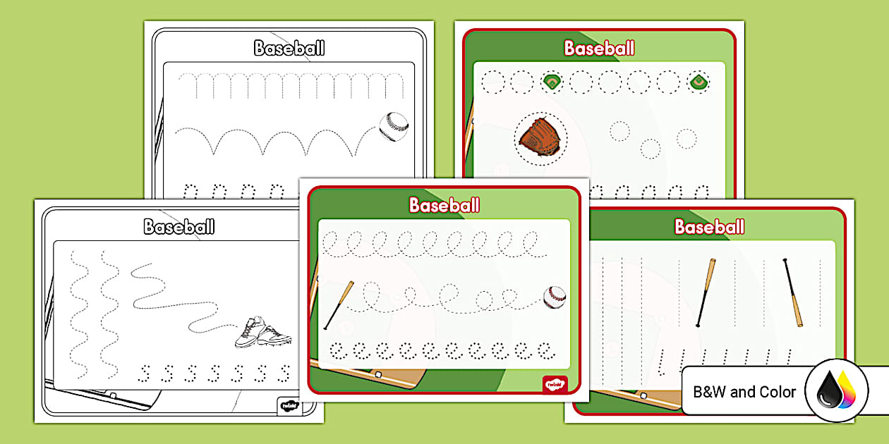 Baseball Pencil Control Tracing Worksheet - Twinkl